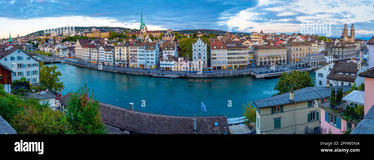Zurich night aerial view hi-res stock photography and images - Alamy