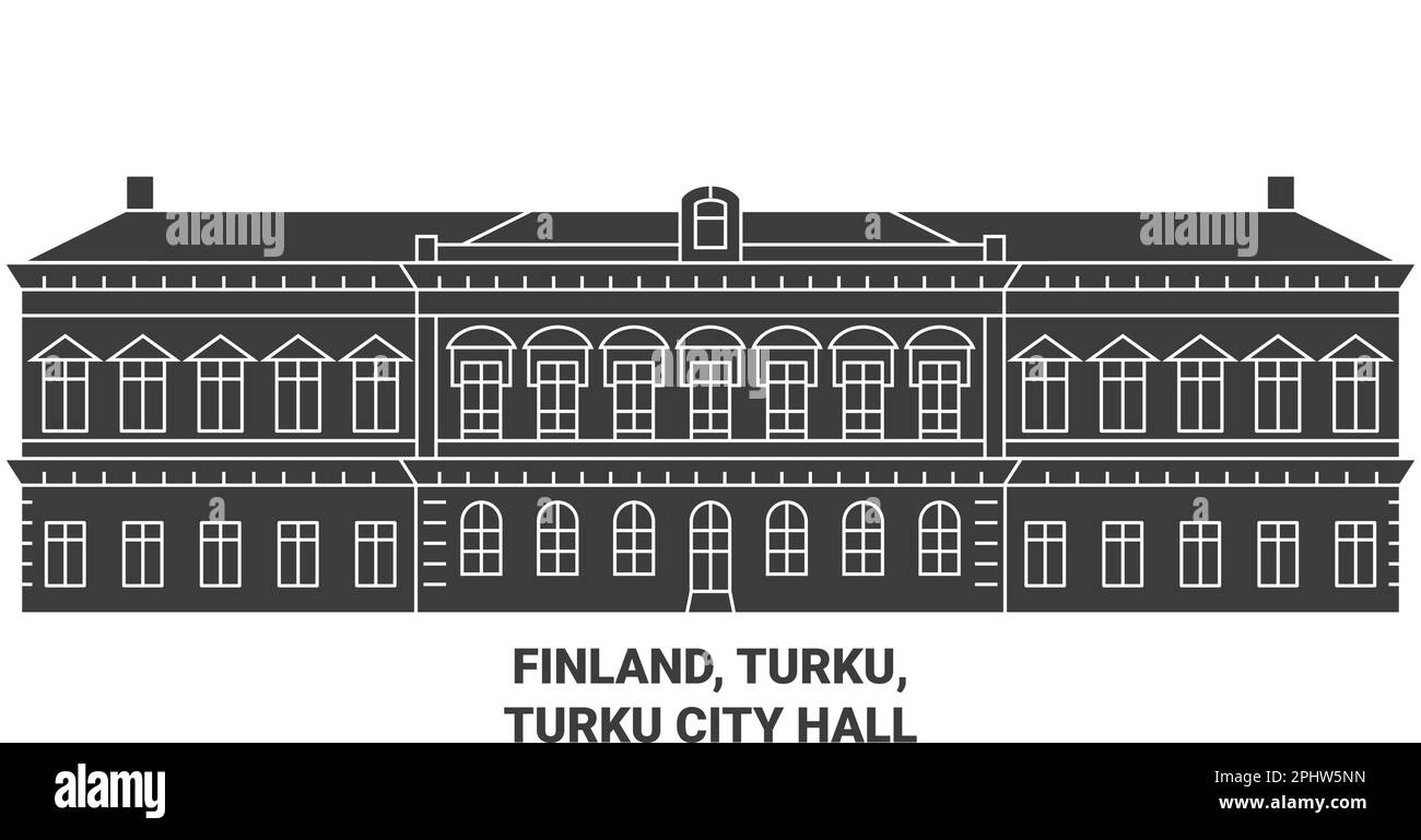Finland, Turku, Turku City Hall travel landmark vector illustration ...