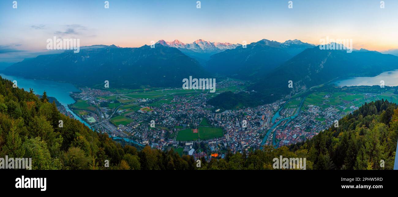 Interlaken town with thunersee river hi-res stock photography and ...