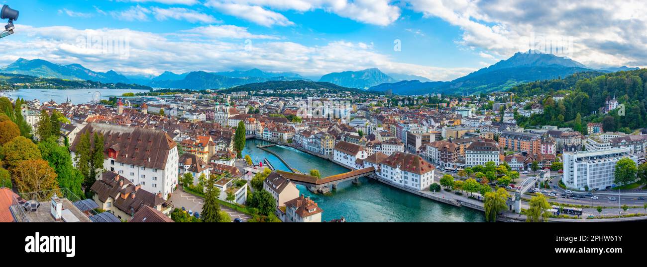 Aerial view of Swiss town Luzern and jesuit church Stock Photo - Alamy