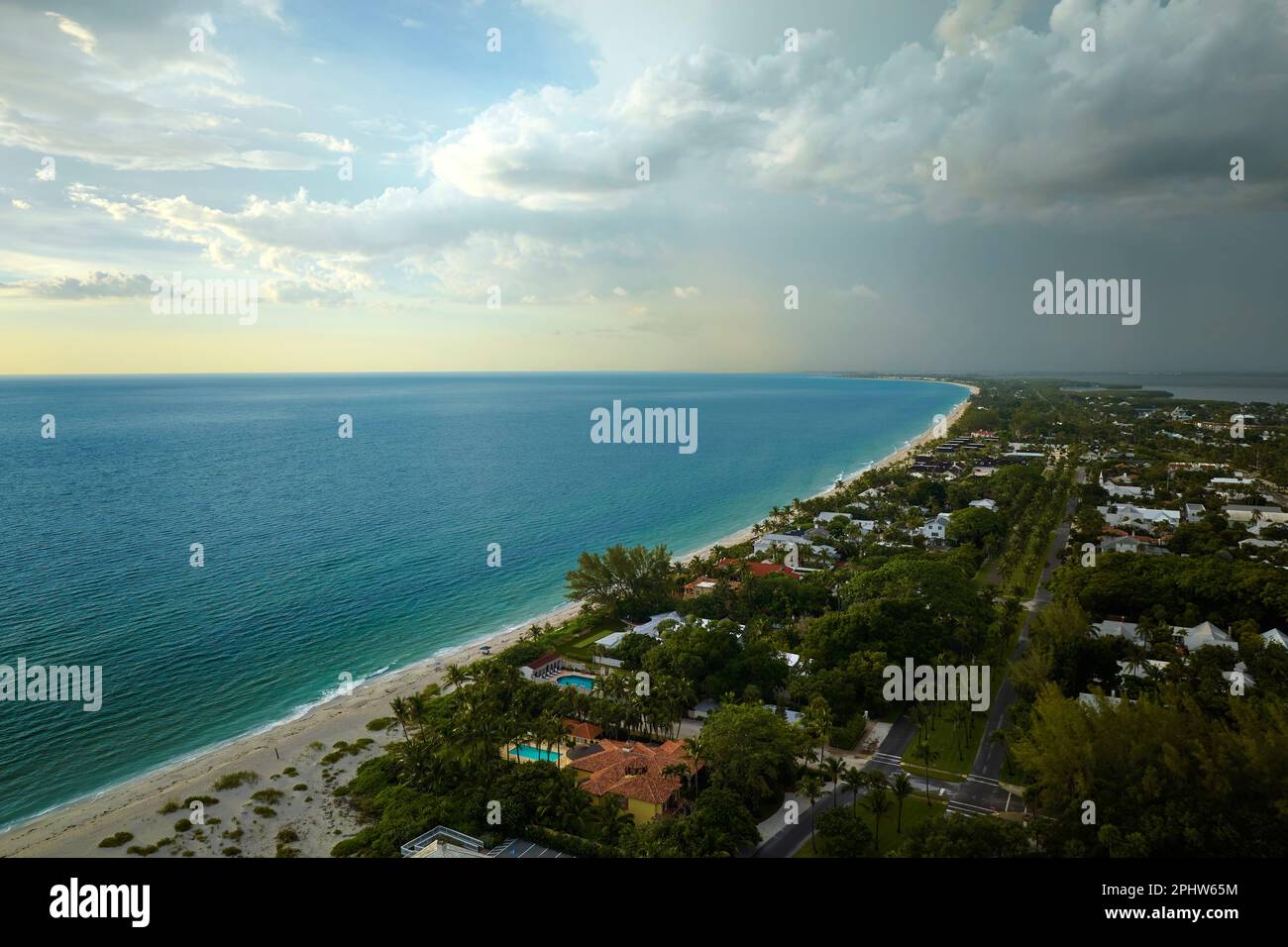 Aerial view of rich neighborhood with expensive vacation homes in Boca ...