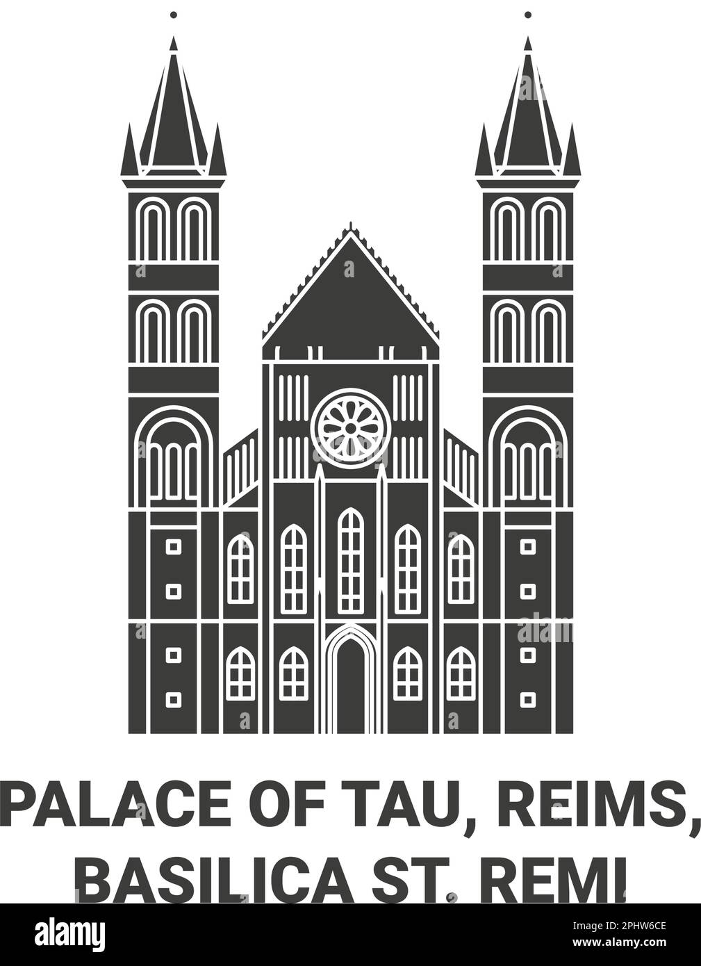 France, Palace Of Tau, Reims, Basilica St. Remi travel landmark vector ...
