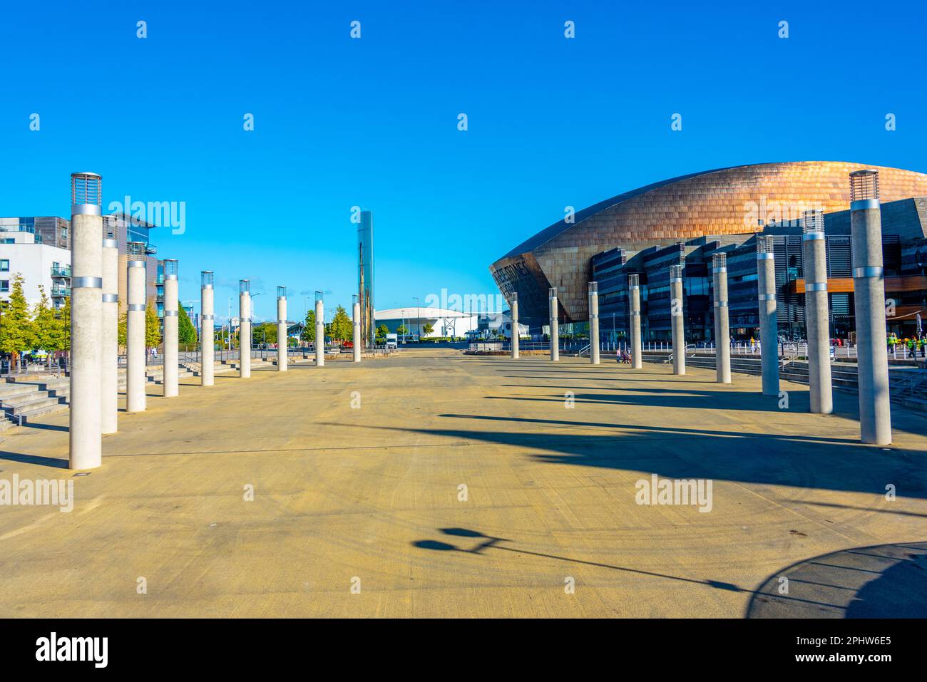Roald Dahl Plass and Wales Millennium Centre at Welsh capital Cardiff ...