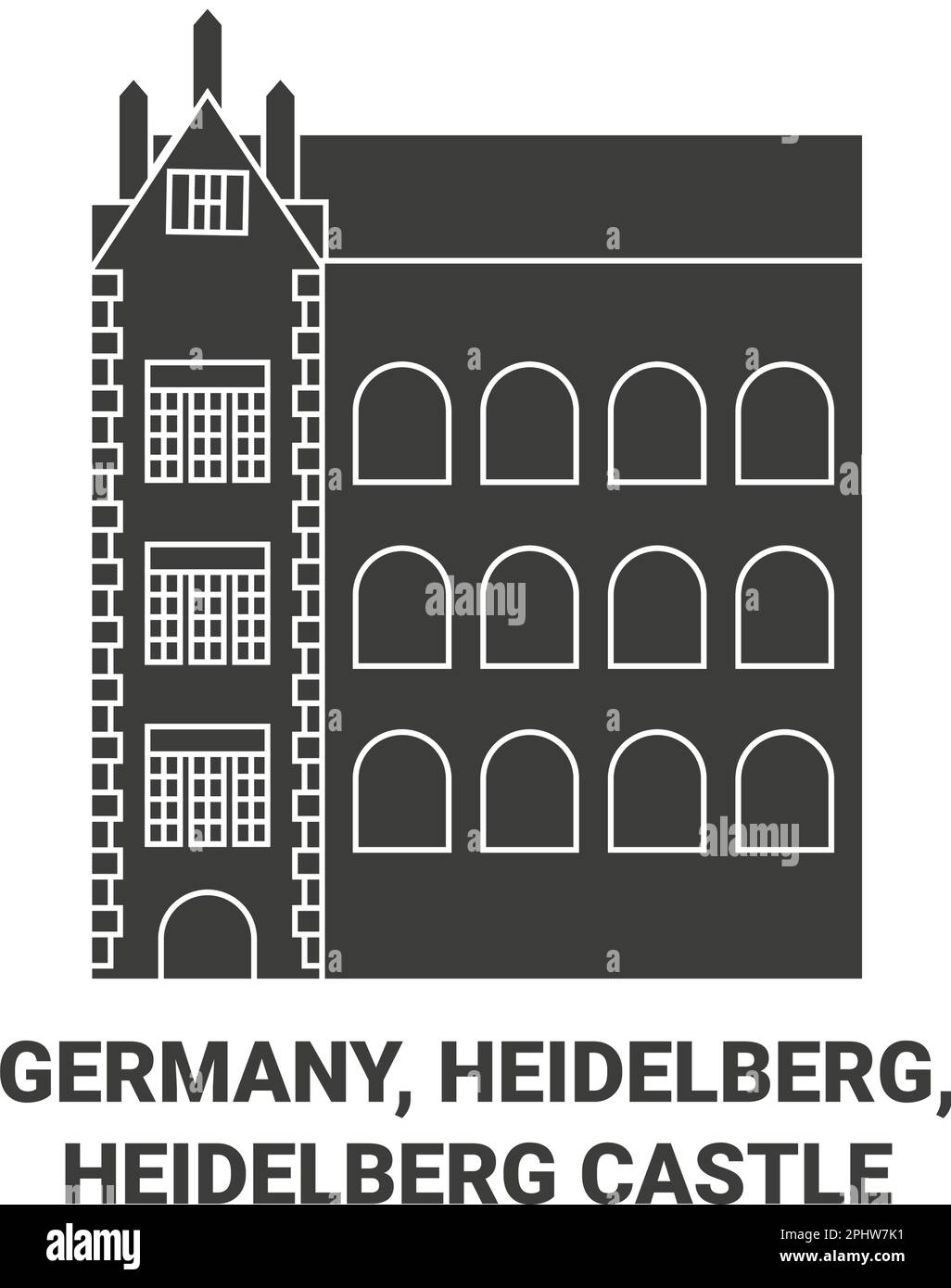 Germany, Heidelberg, Heidelberg Castle travel landmark vector ...