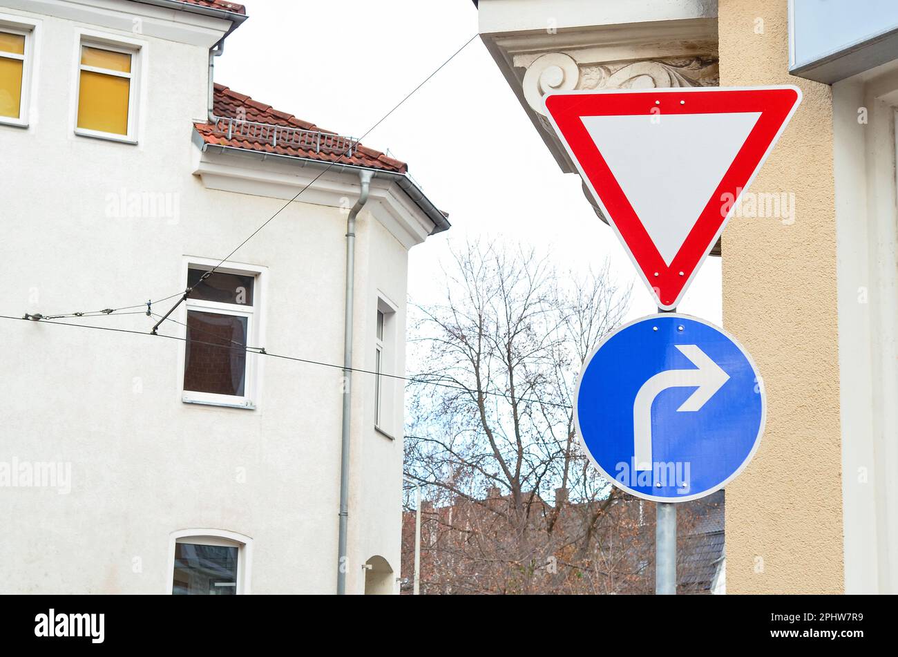View of traffic signs in city, closeup Stock Photo - Alamy