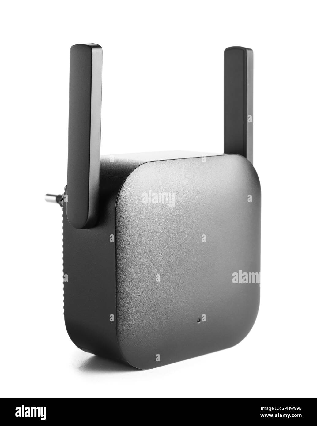 Black WiFi repeater isolated on white background Stock Photo - Alamy