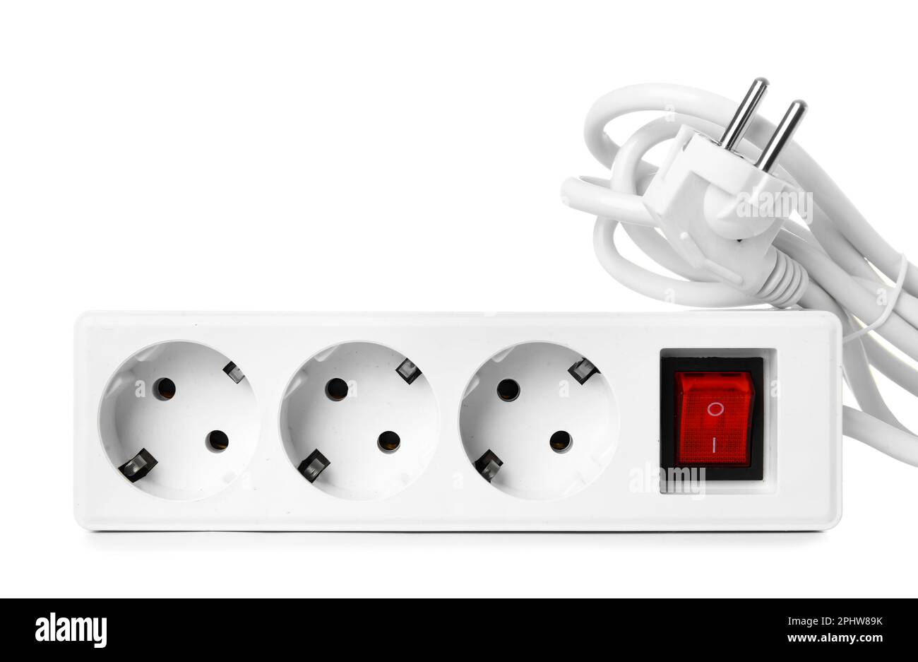 Electric extension cord isolated on white background Stock Photo - Alamy