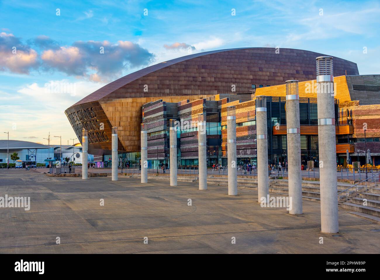 Roald Dahl Plass and Wales Millennium Centre at Welsh capital Cardiff ...