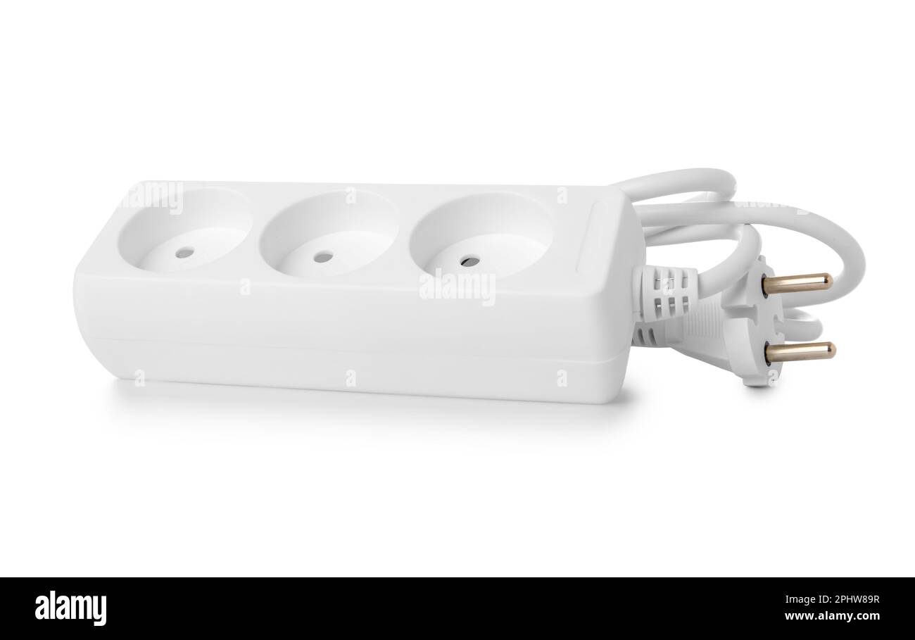 Electric extension cord isolated on white background Stock Photo - Alamy
