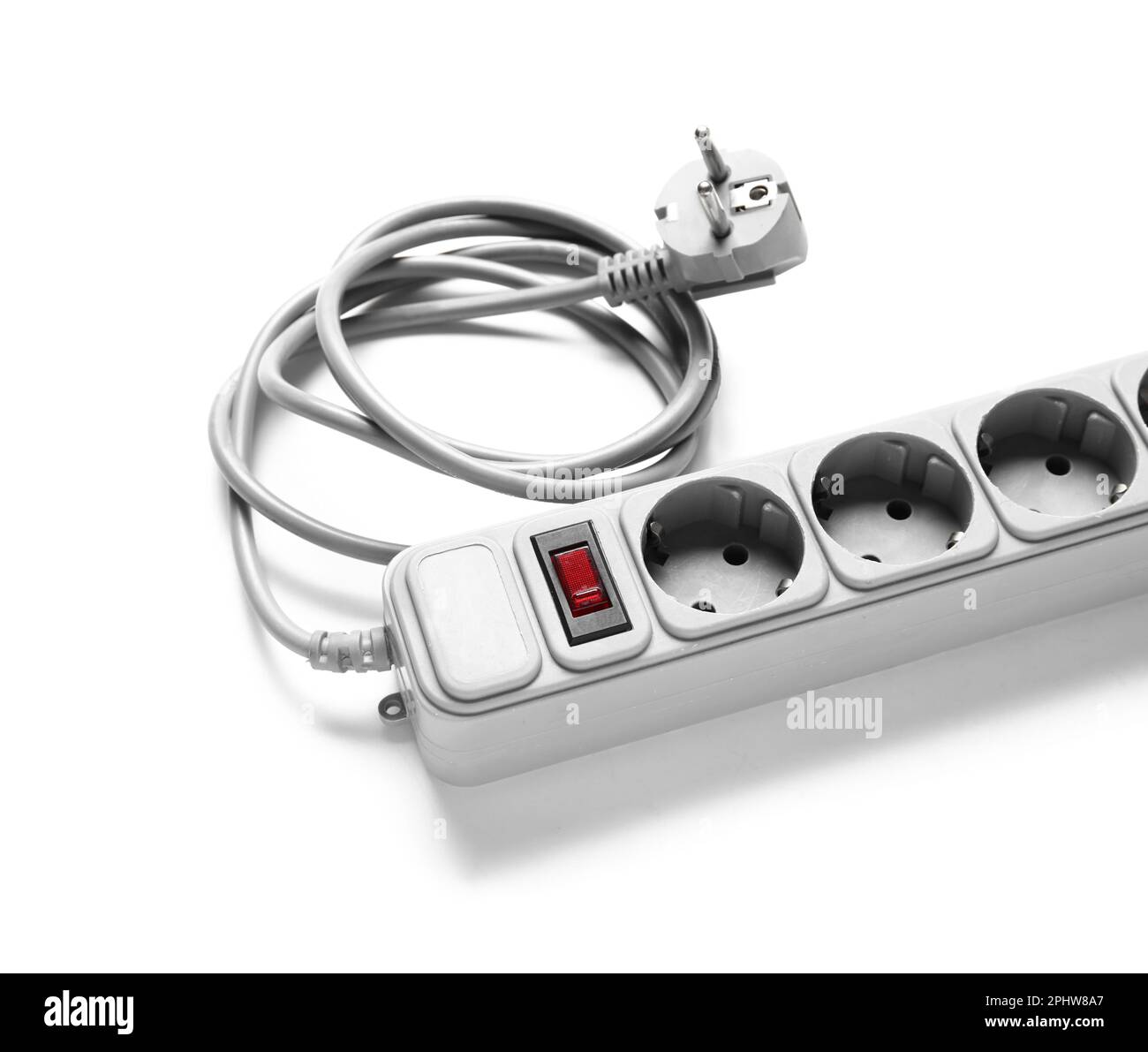 Electric extension cord isolated on white background Stock Photo - Alamy