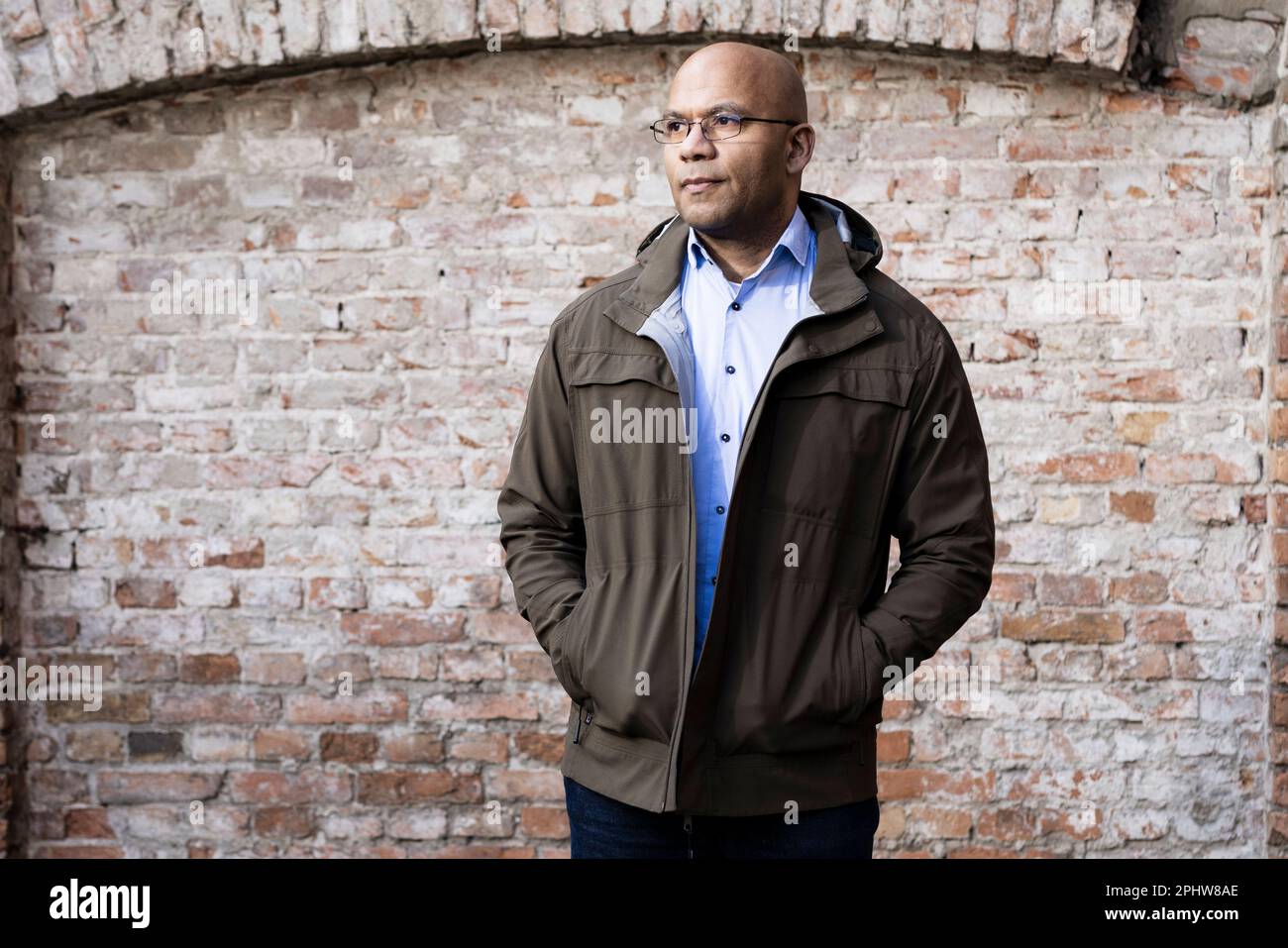Berlin, Germany. 13th Mar, 2023. Samuel Meffire, author, after an interview about his book "Ich ...