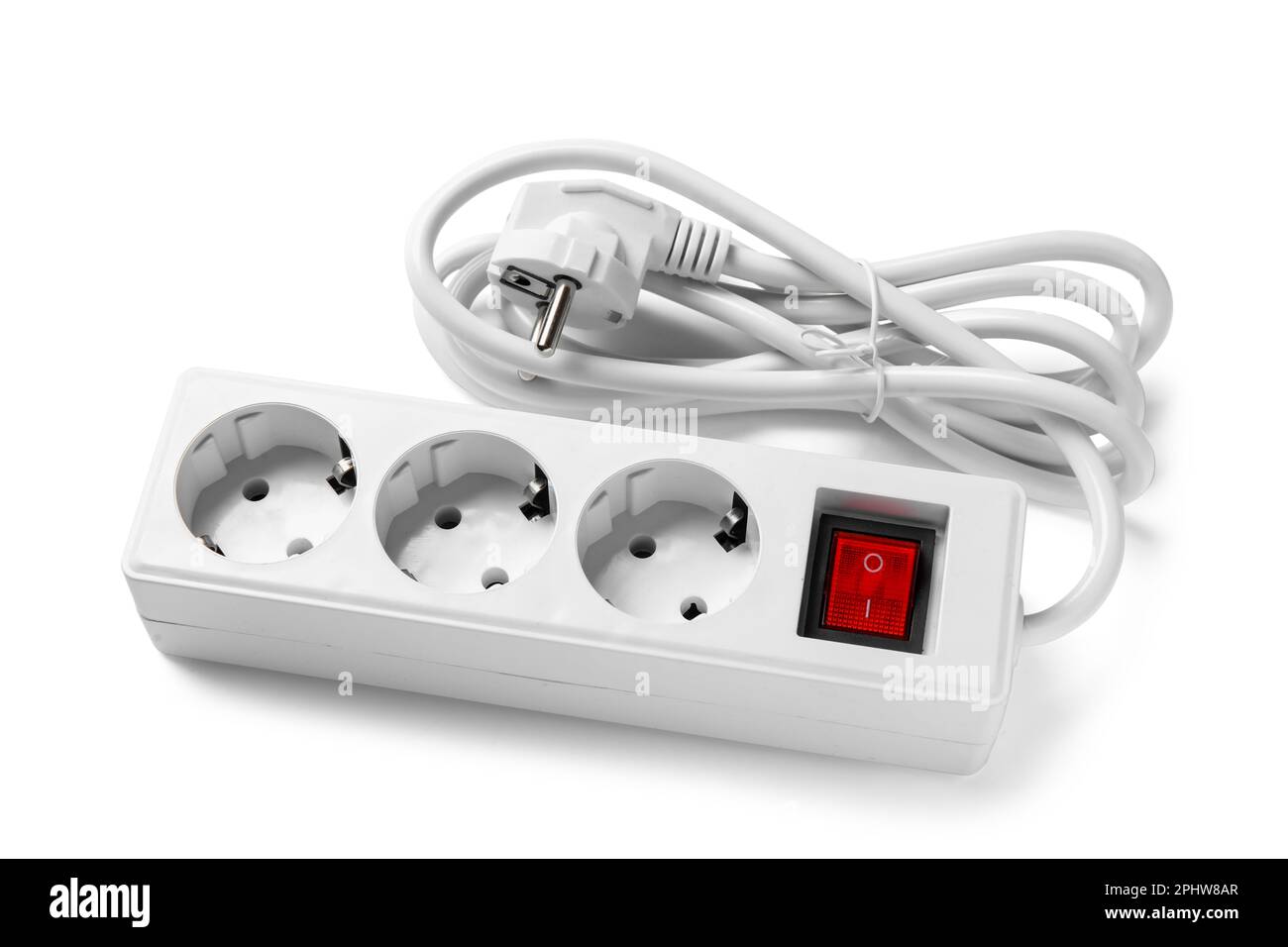 Electric extension cord isolated on white background Stock Photo - Alamy