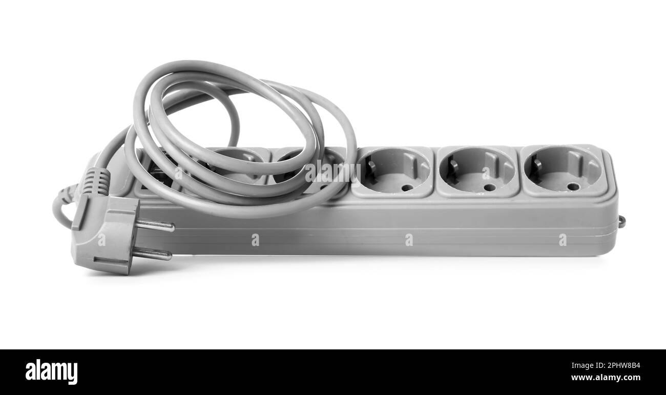 Electric extension cord isolated on white background Stock Photo - Alamy