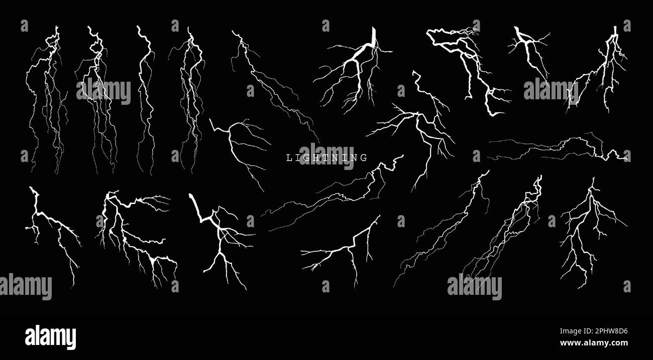 Lightning thunder storm realistic Black and White Stock Photos & Images - Alamy