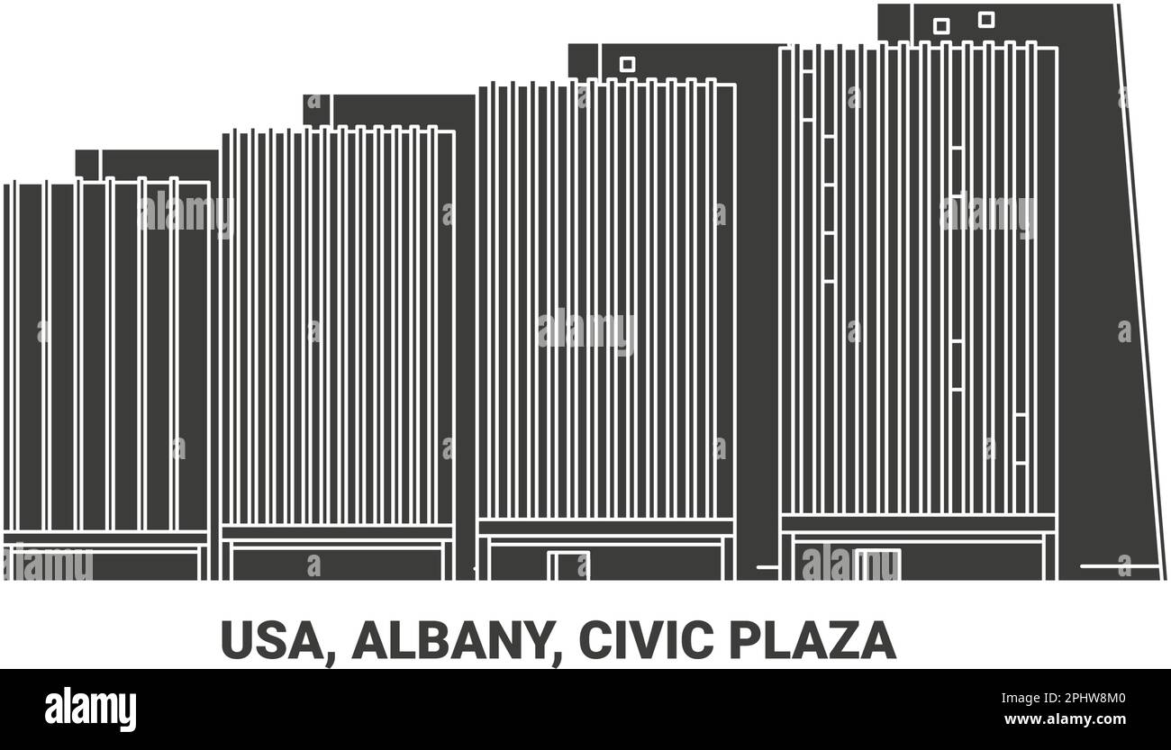 Usa, Albany, Civic Plaza, travel landmark vector illustration Stock ...