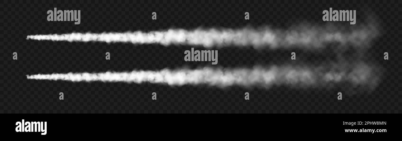 Realistic missile or bullet trace. Airplane condensation trail, jet ...