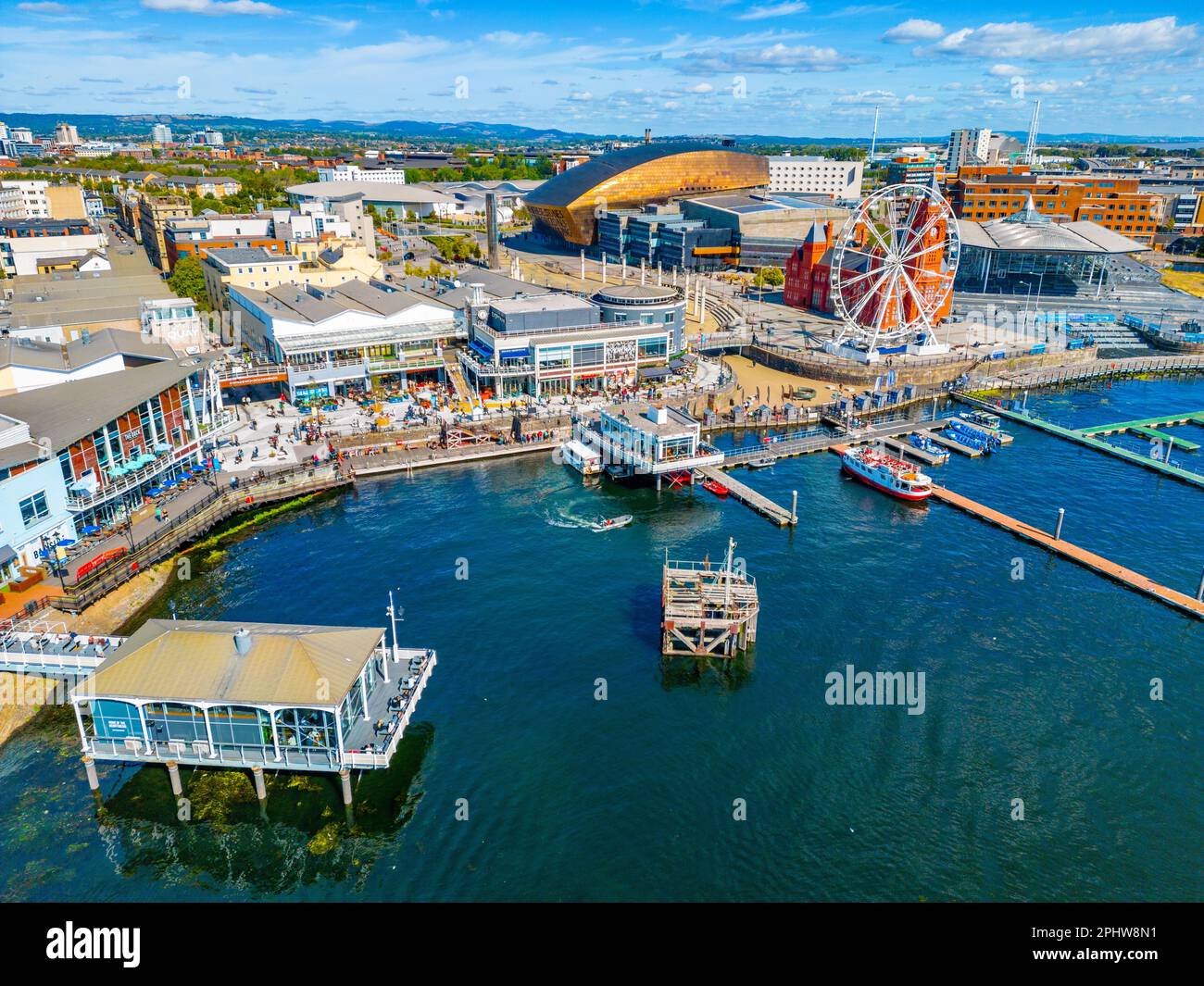 Skyline of Cardiff bay and Mermaid Quay in Wales, UK Stock Photo - Alamy
