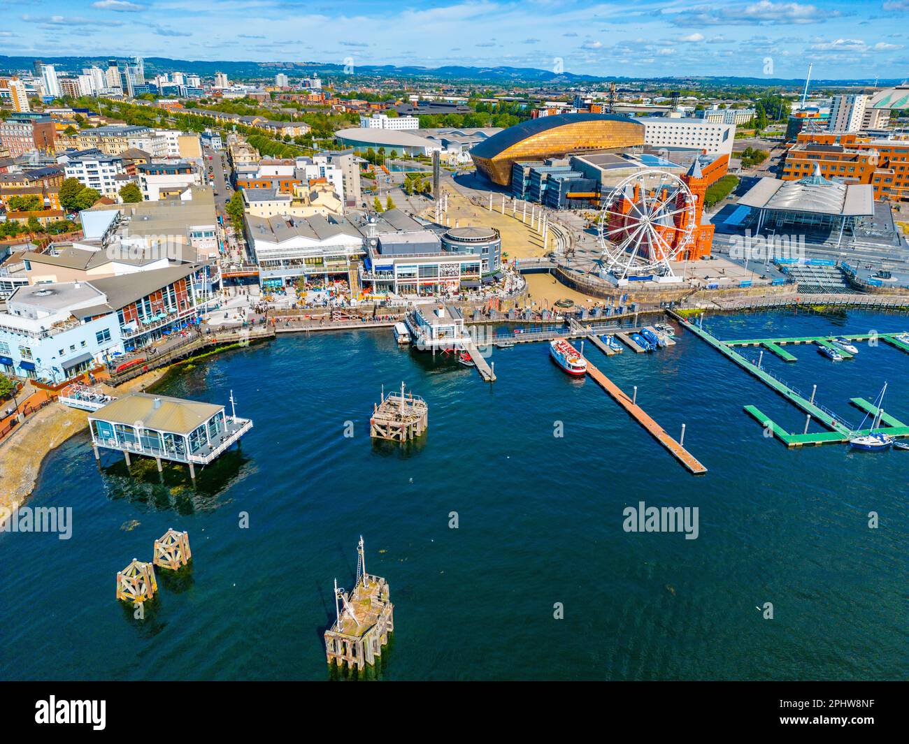 Panorama view of Cardiff bay in Wales Stock Photo - Alamy
