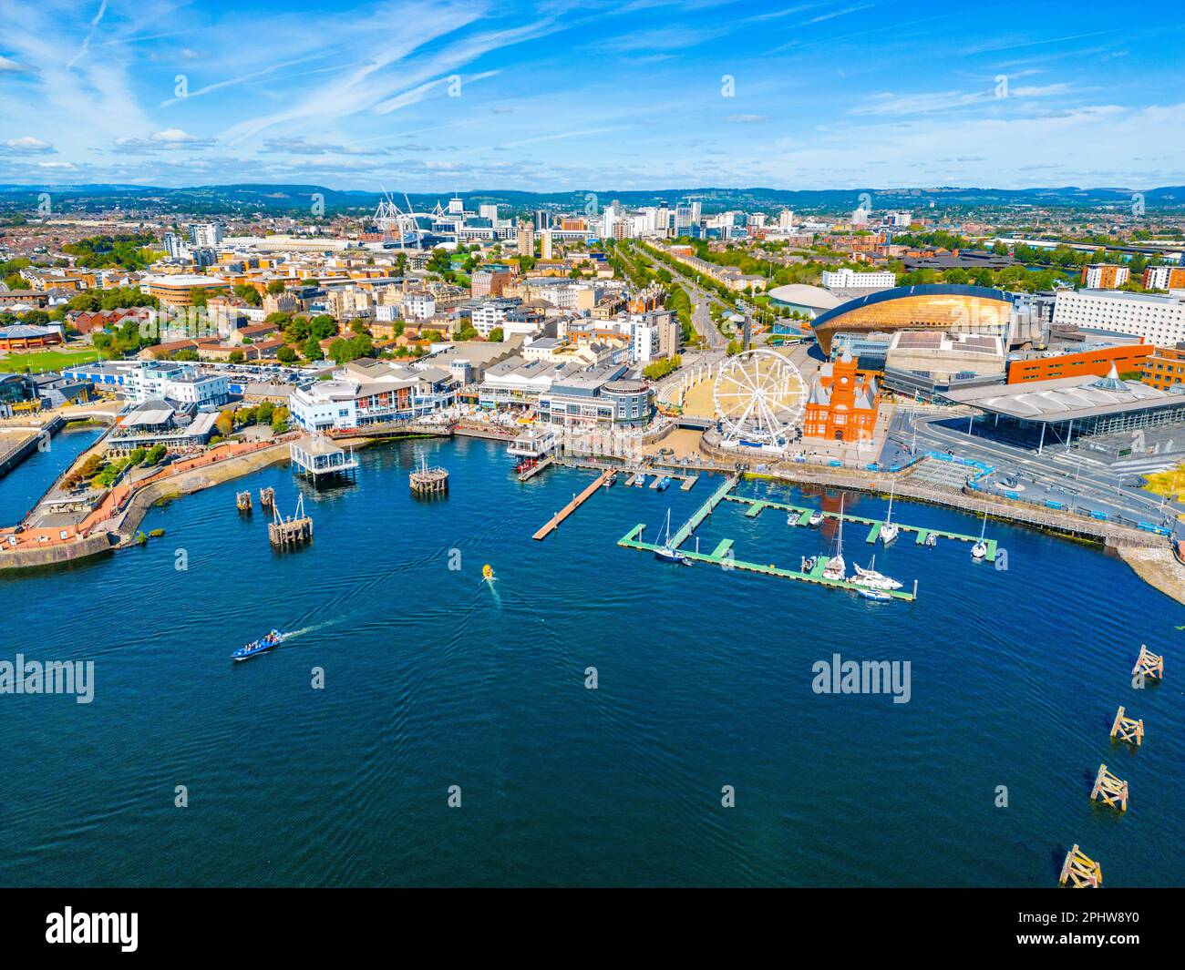 Panorama view of Cardiff bay in Wales Stock Photo - Alamy