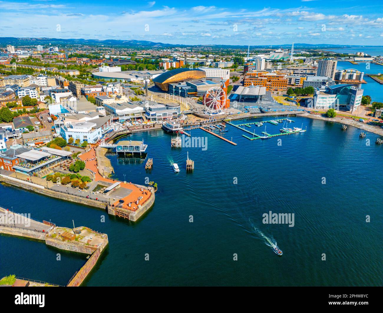 Panorama view of Cardiff bay in Wales Stock Photo - Alamy