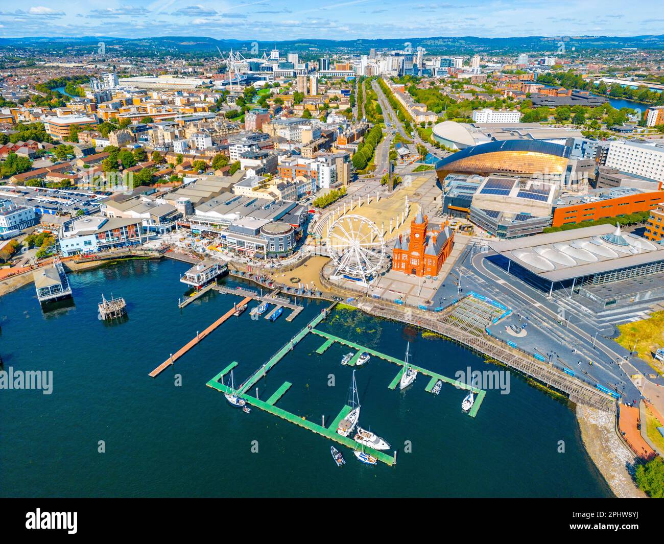 Panorama view of Cardiff bay in Wales Stock Photo - Alamy