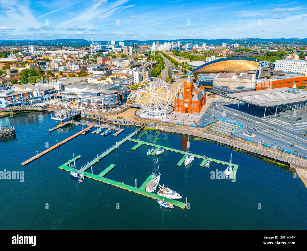 Panorama view of Cardiff bay in Wales Stock Photo - Alamy