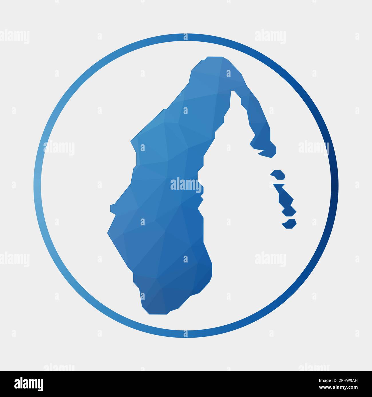 Aitutaki icon. Polygonal map of the island in gradient ring. Round low ...