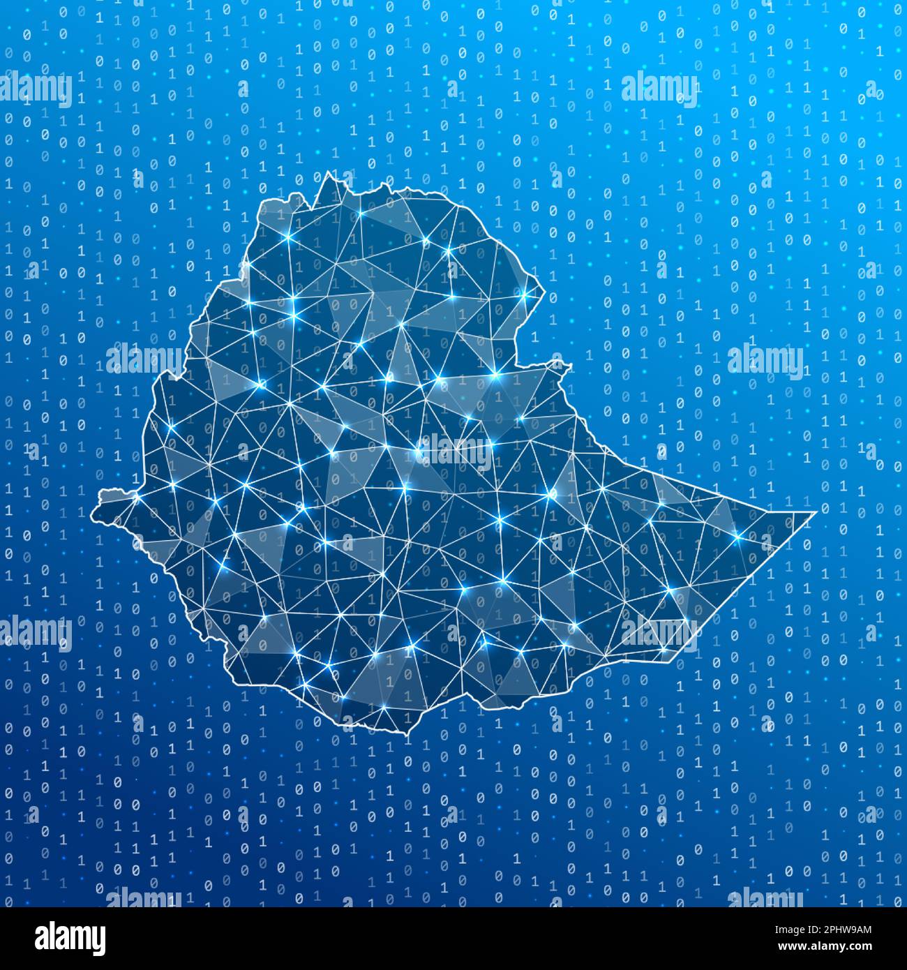 Network map of Ethiopia. Country digital connections map. Technology, internet, network ...