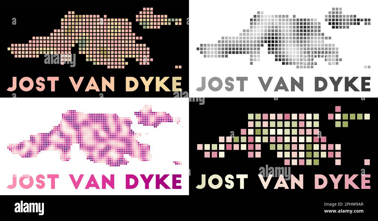 Jost Van Dyke map. Collection of maps of Jost Van Dyke in dotted style ...