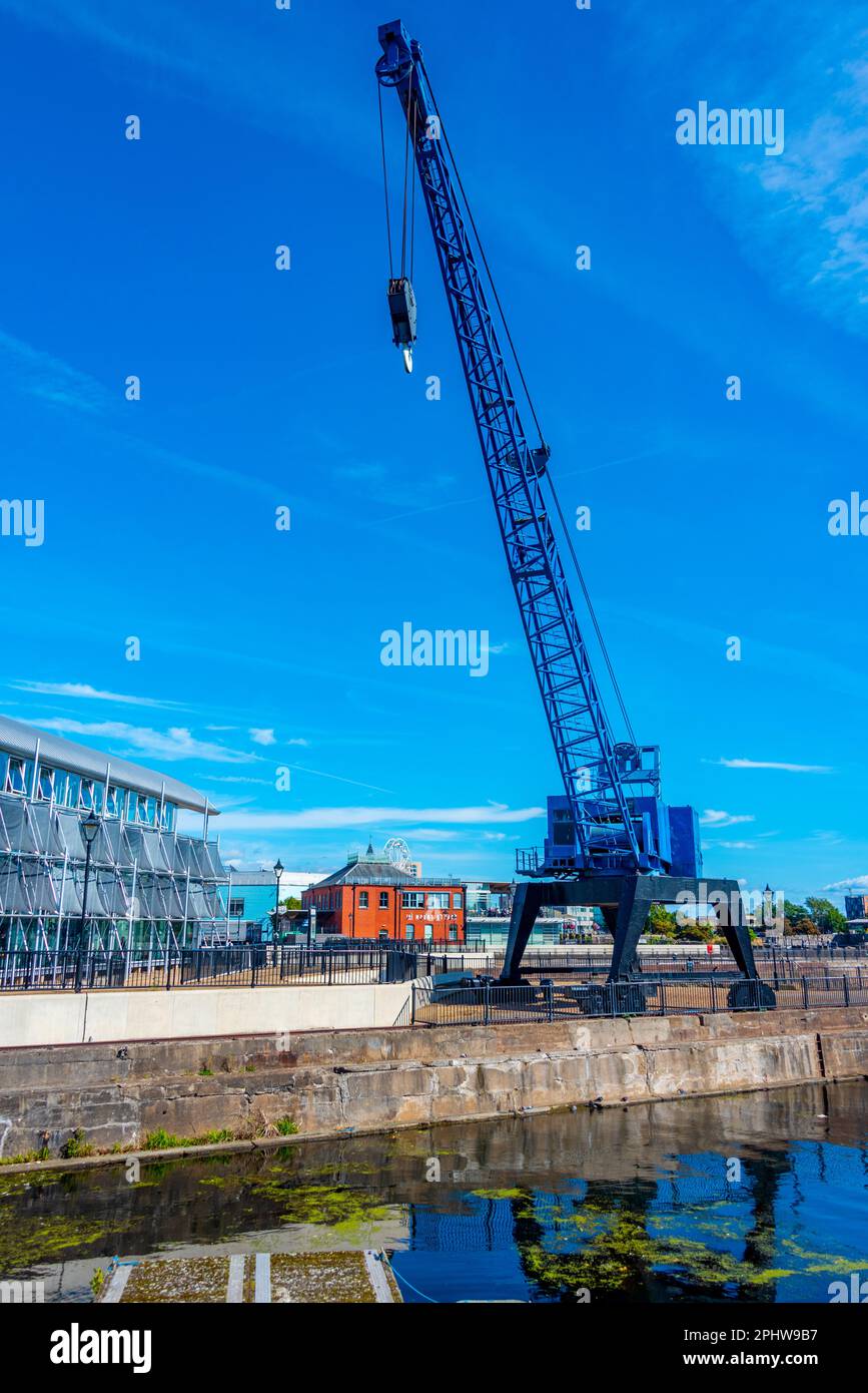 Old crane at Cardiff bay in Wales Stock Photo - Alamy