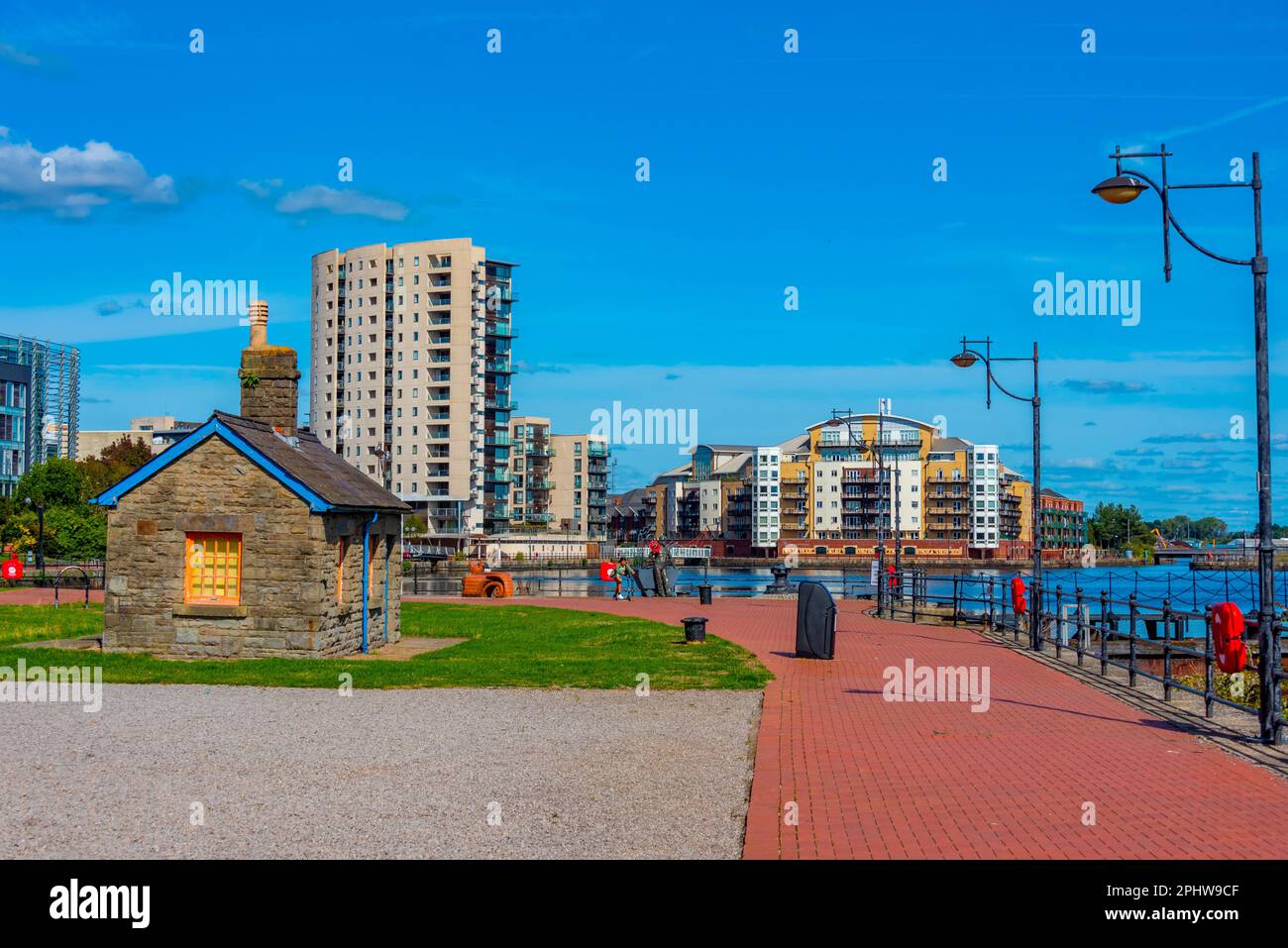Waterfront of Roath lock in Cardiff, Wales Stock Photo - Alamy