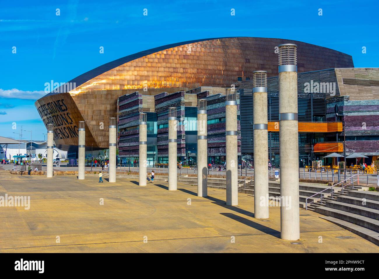 Roald Dahl Plass and Wales Millennium Centre at Welsh capital Cardiff ...