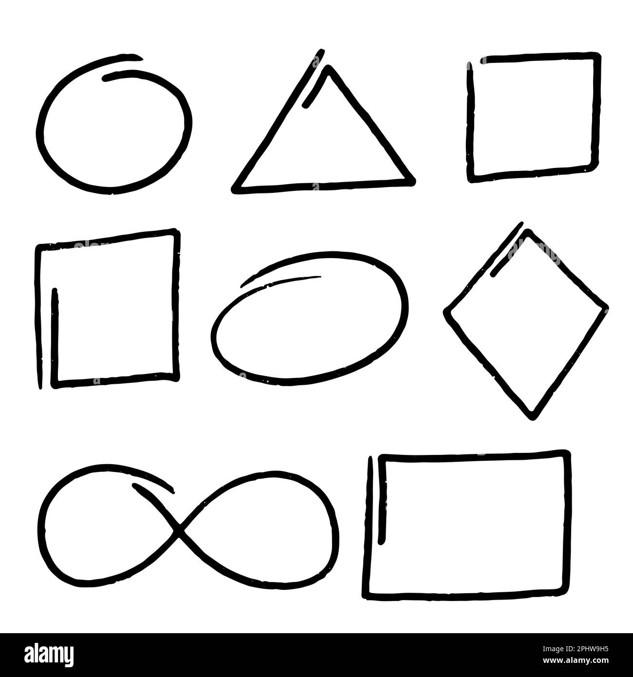 Different shaped frames set in hand drawn doodle style. Highlighting ...