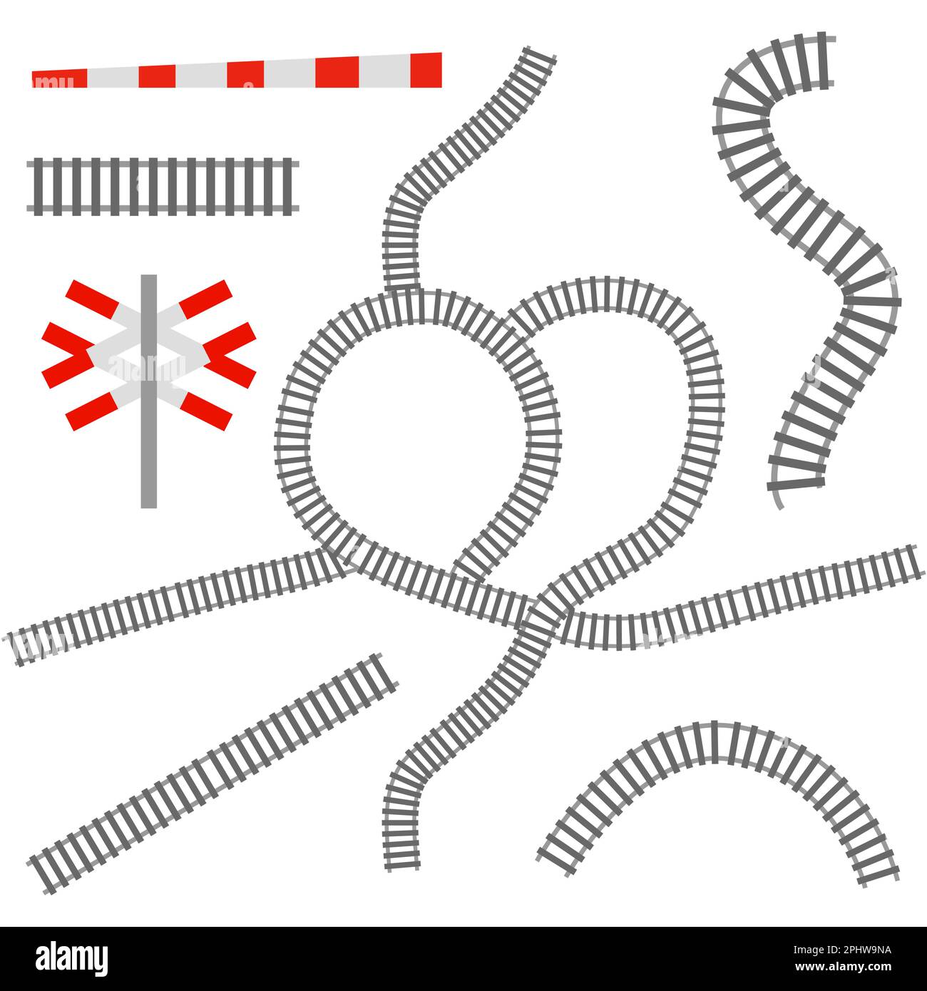 Curved railway track Stock Vector Images - Alamy