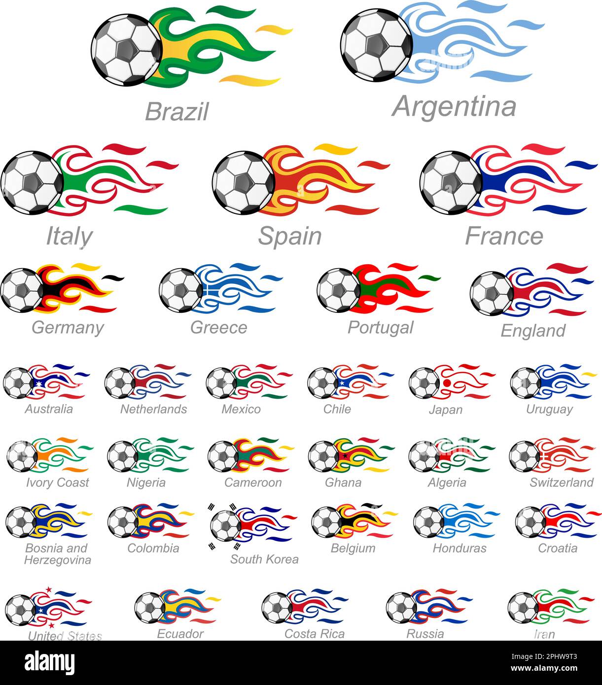 Flame flag set with soccer ball. vector illustration Stock Vector Image ...