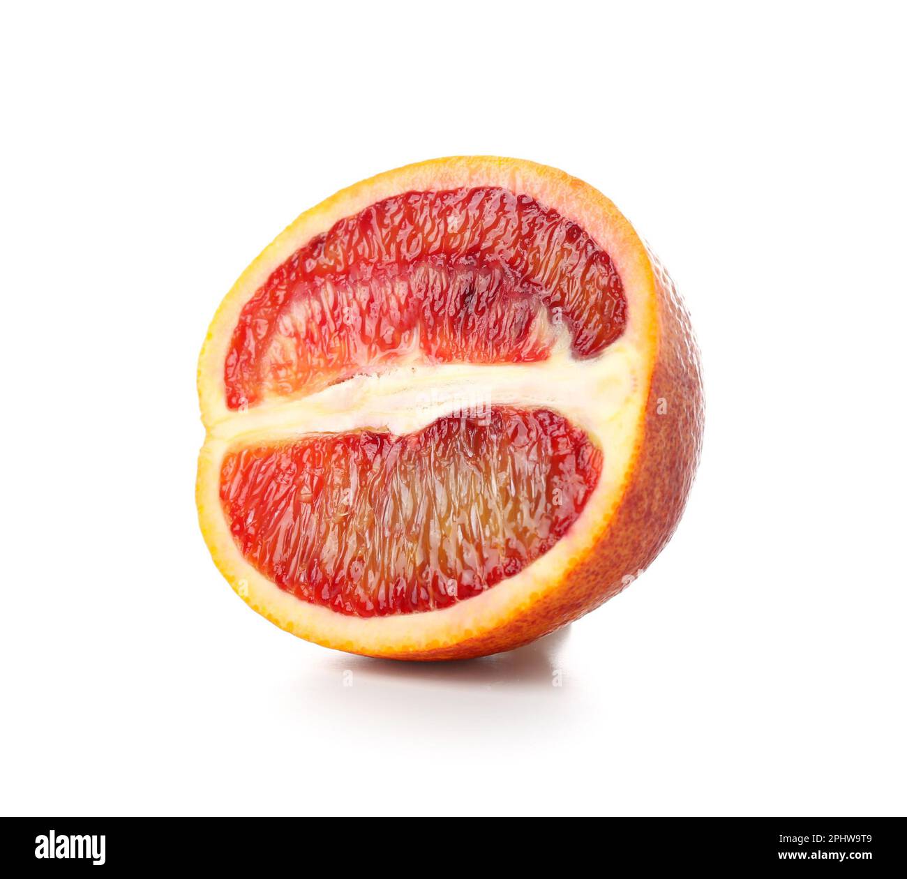 Tasty half of blood orange fruit on white background Stock Photo - Alamy