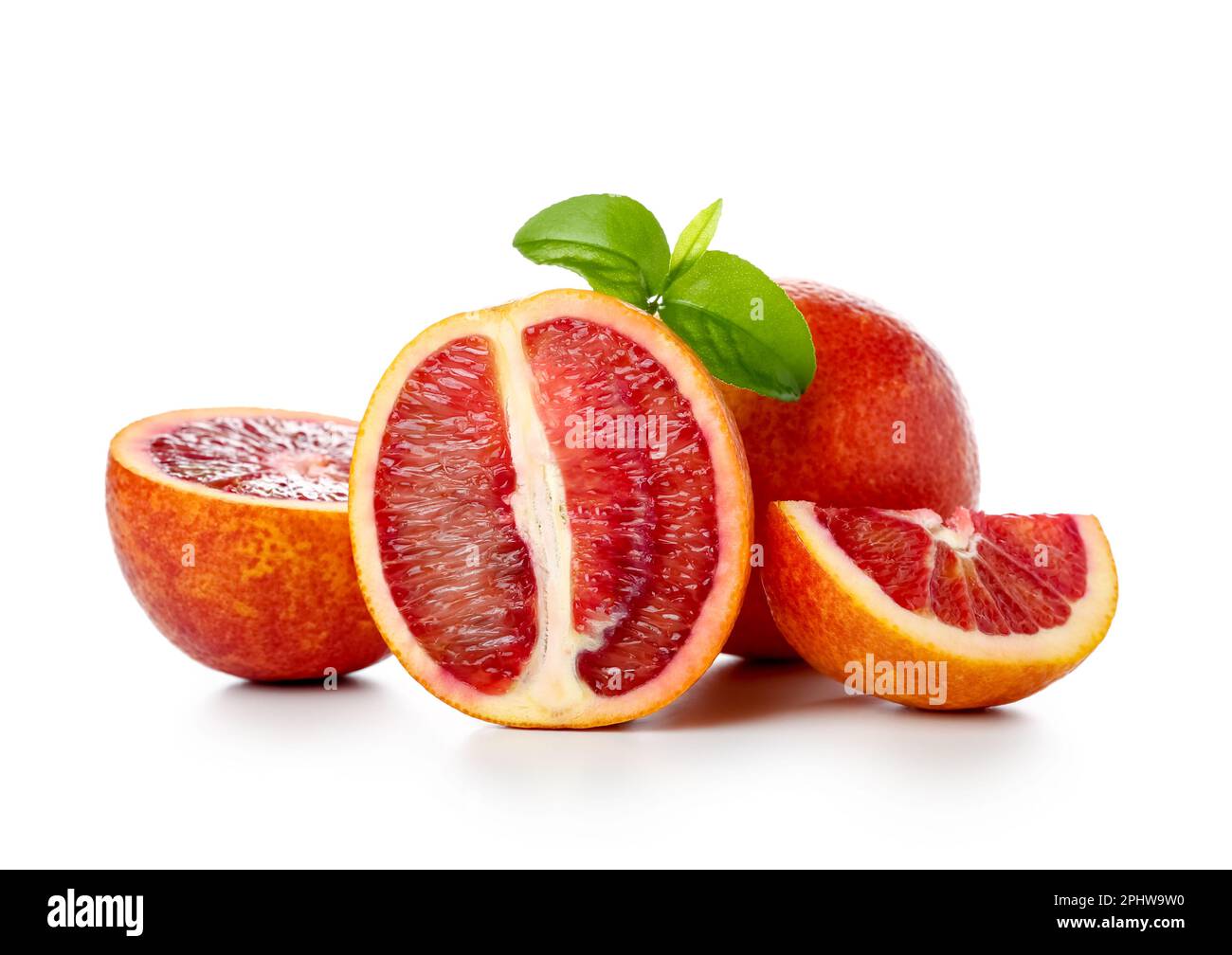 Tasty cut and whole blood orange fruit on white background Stock Photo ...