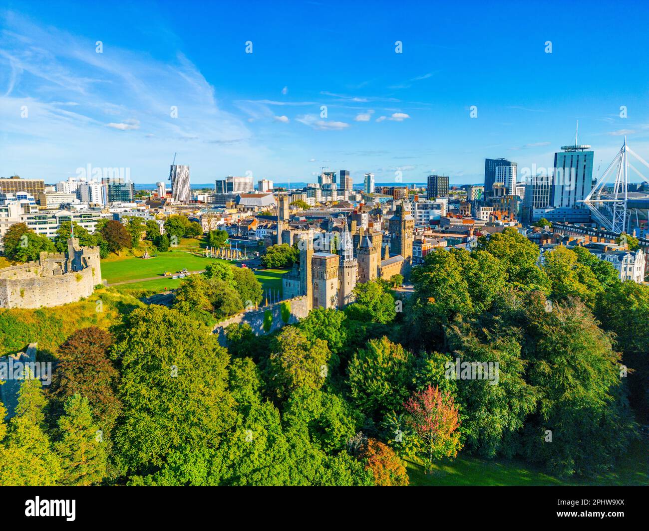 Panorama view of Cardiff castle in Wales Stock Photo - Alamy Panorama view of Cardiff castle in Wales Stock Photo - Alamy