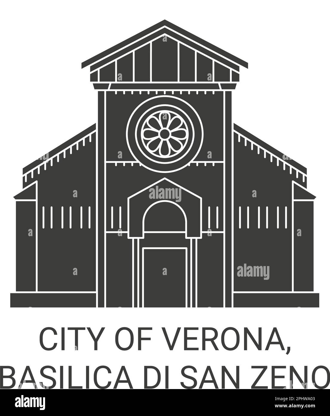 Italy, Verona, Basilica Di San Zeno travel landmark vector illustration ...