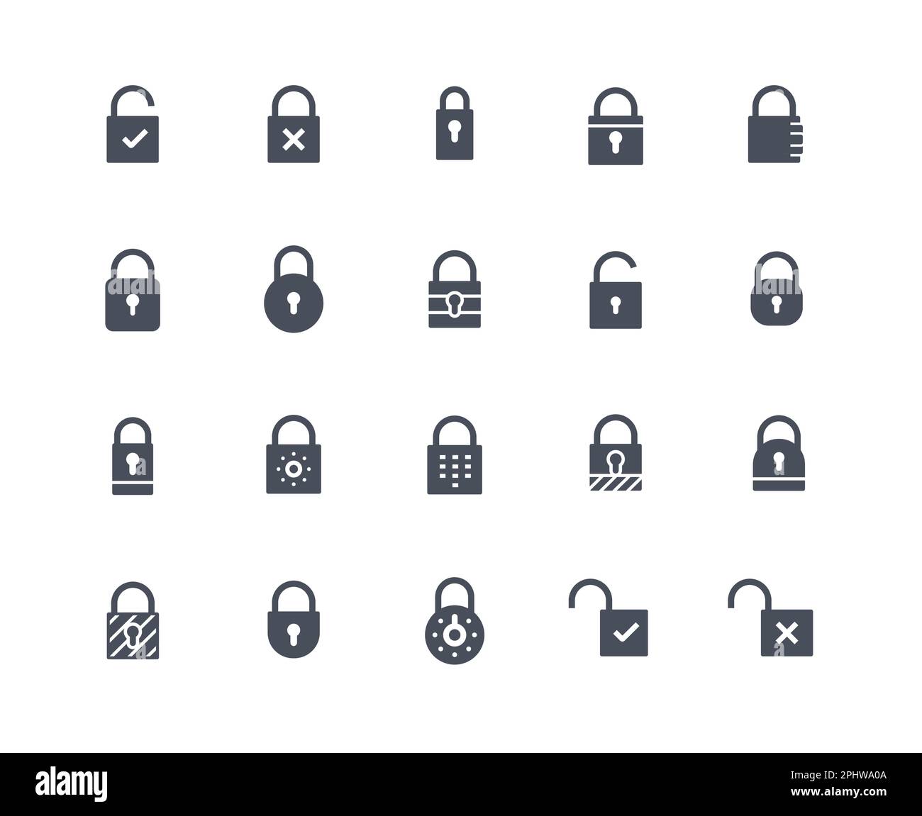 Big lock icons black set Stock Vector Image & Art - Alamy