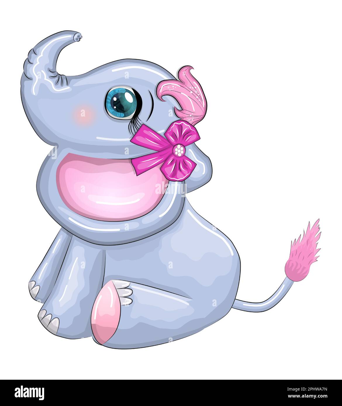 Cute cartoon elephant, childish character with beautiful eyes Stock ...