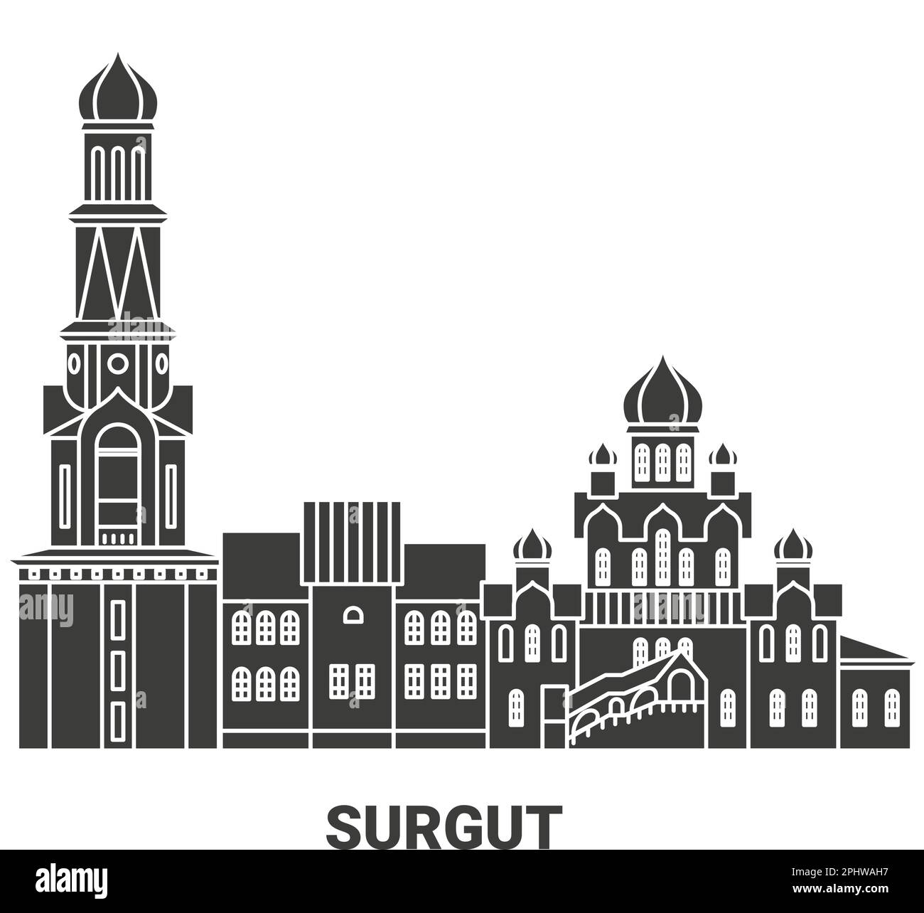 Russia, Surgut travel landmark vector illustration Stock Vector Image ...