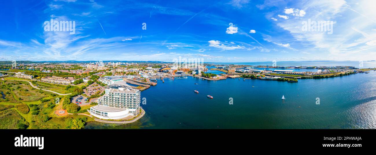 Panorama view of Cardiff bay in Wales Stock Photo - Alamy