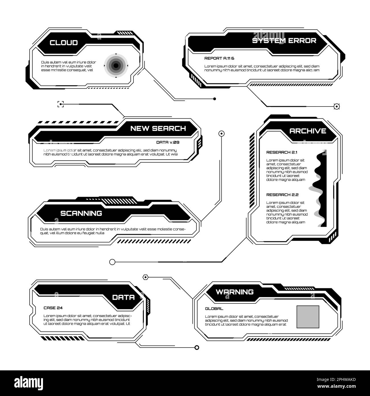 Black Futuristic Hud Ui Elements Sci Fi User Interface Text Boxes Callouts Warning Message 4346
