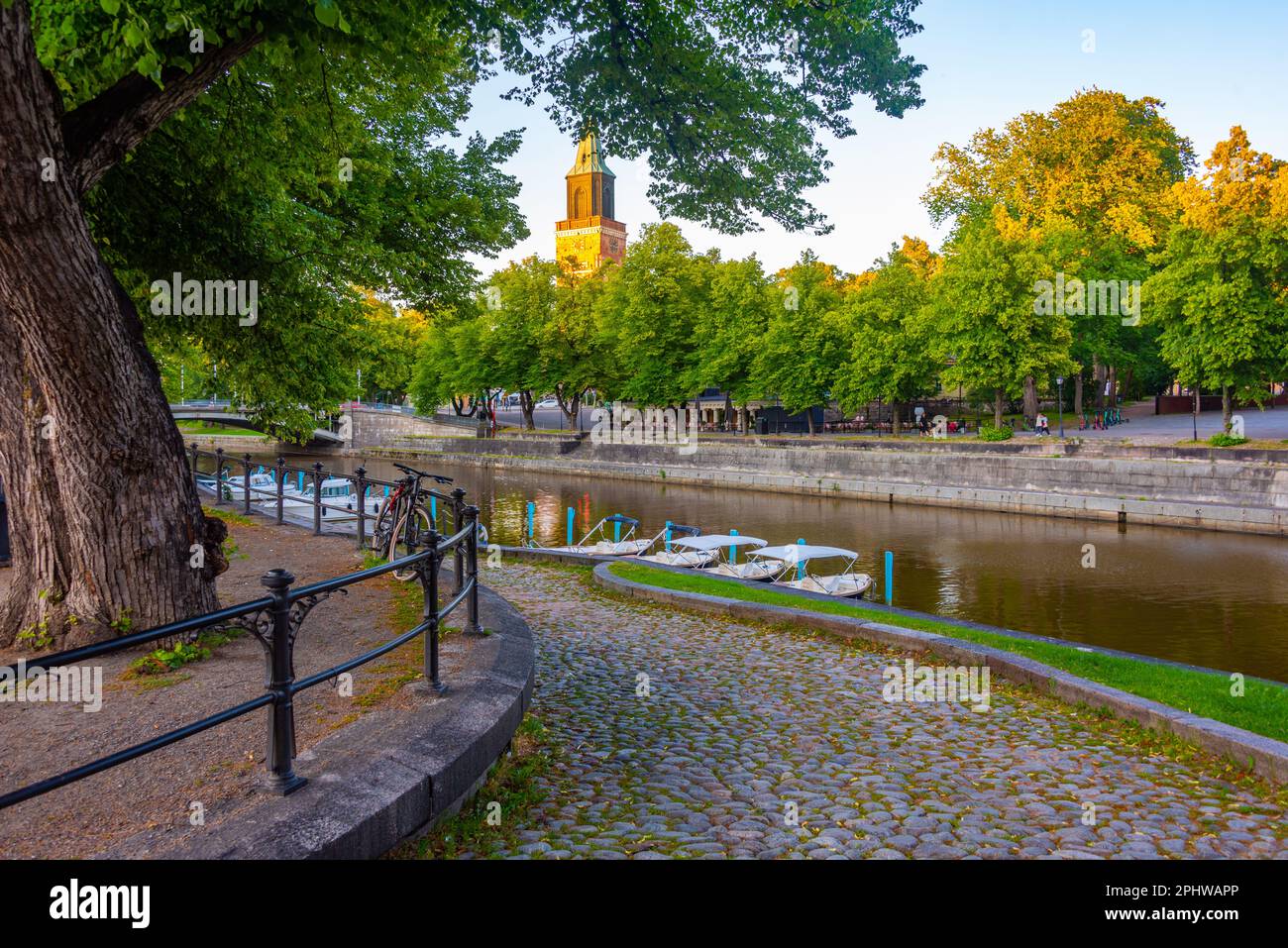 Waterfront of river Aura in Finnish town Turku Stock Photo - Alamy