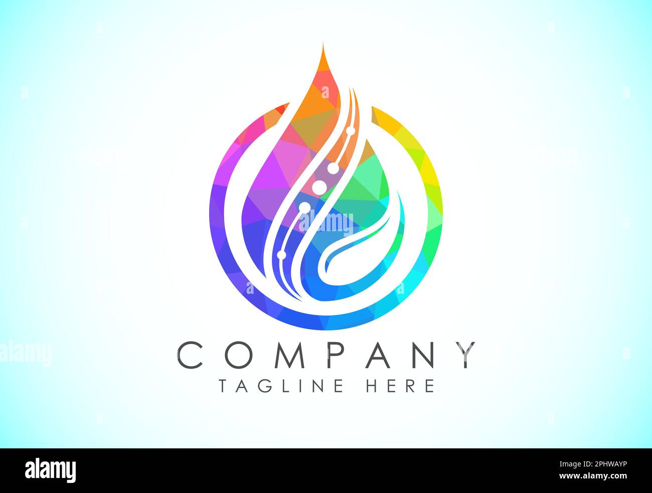 Polygonal fire flame logo icon. Low poly style oil and gas industry ...