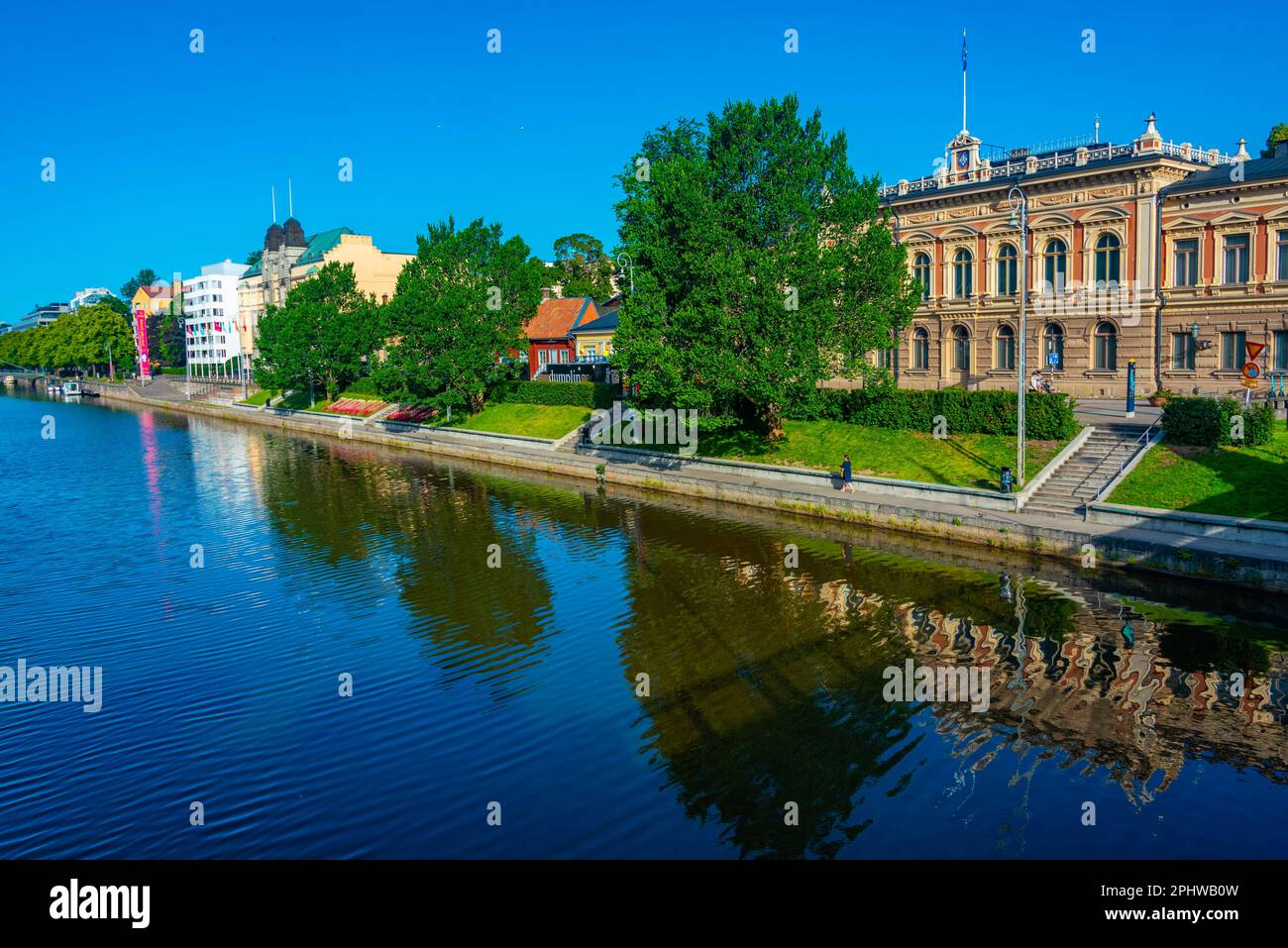 Historical houses alongside river Aura in Turku, Finland Stock Photo ...