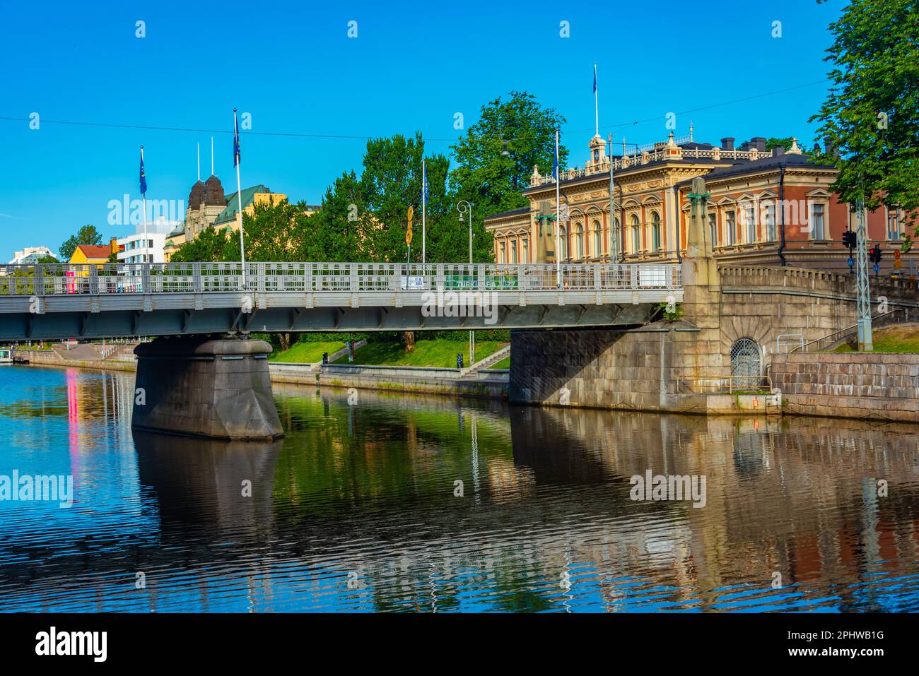 Waterfront of river Aura in Finnish town Turku Stock Photo - Alamy