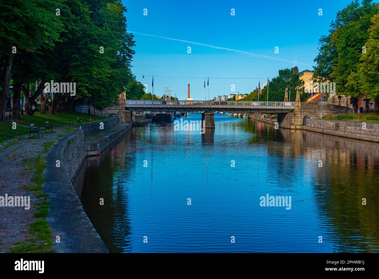 Waterfront of river Aura in Finnish town Turku Stock Photo - Alamy