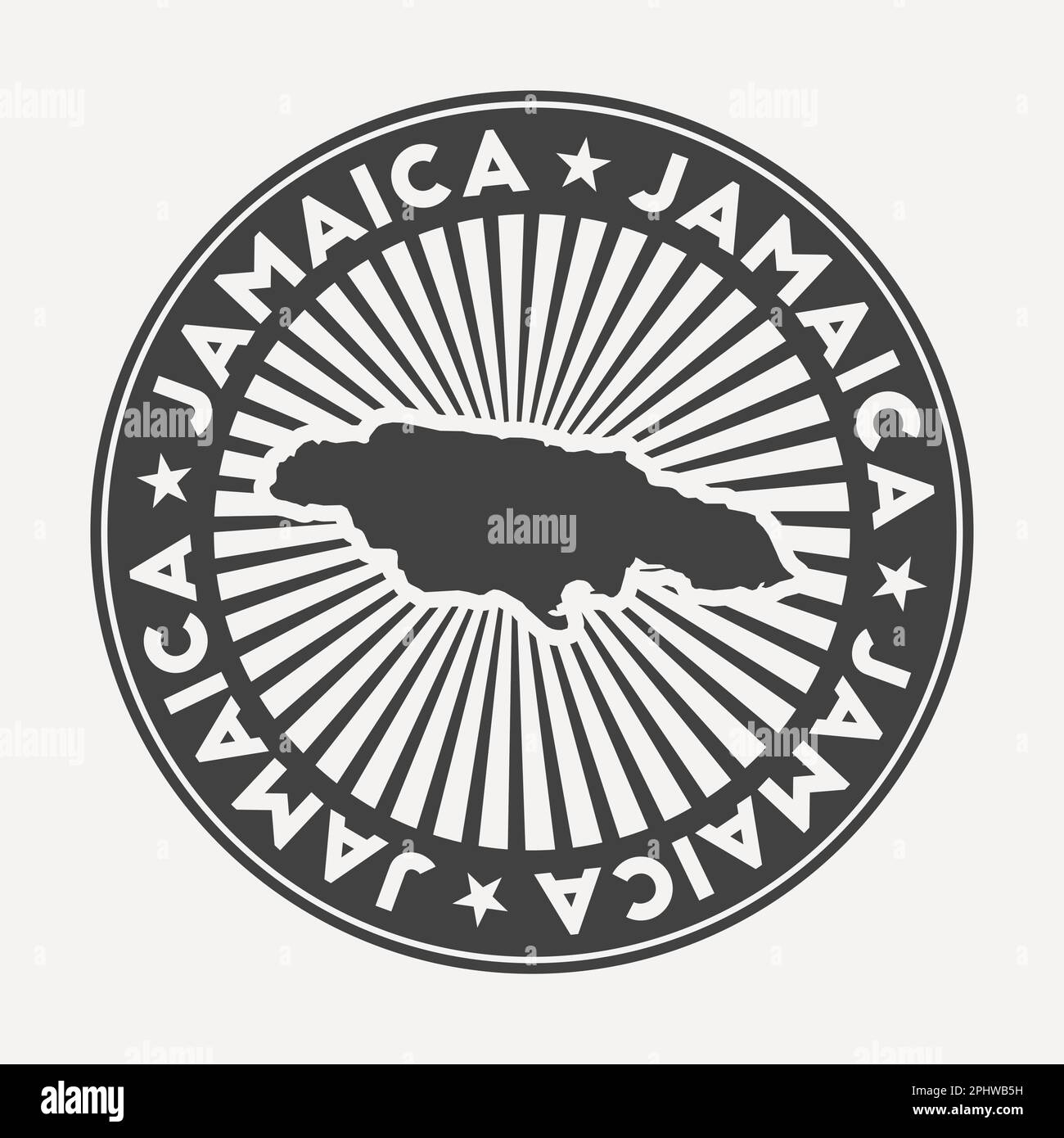 Jamaica round logo. Vintage travel badge with the circular name and map ...